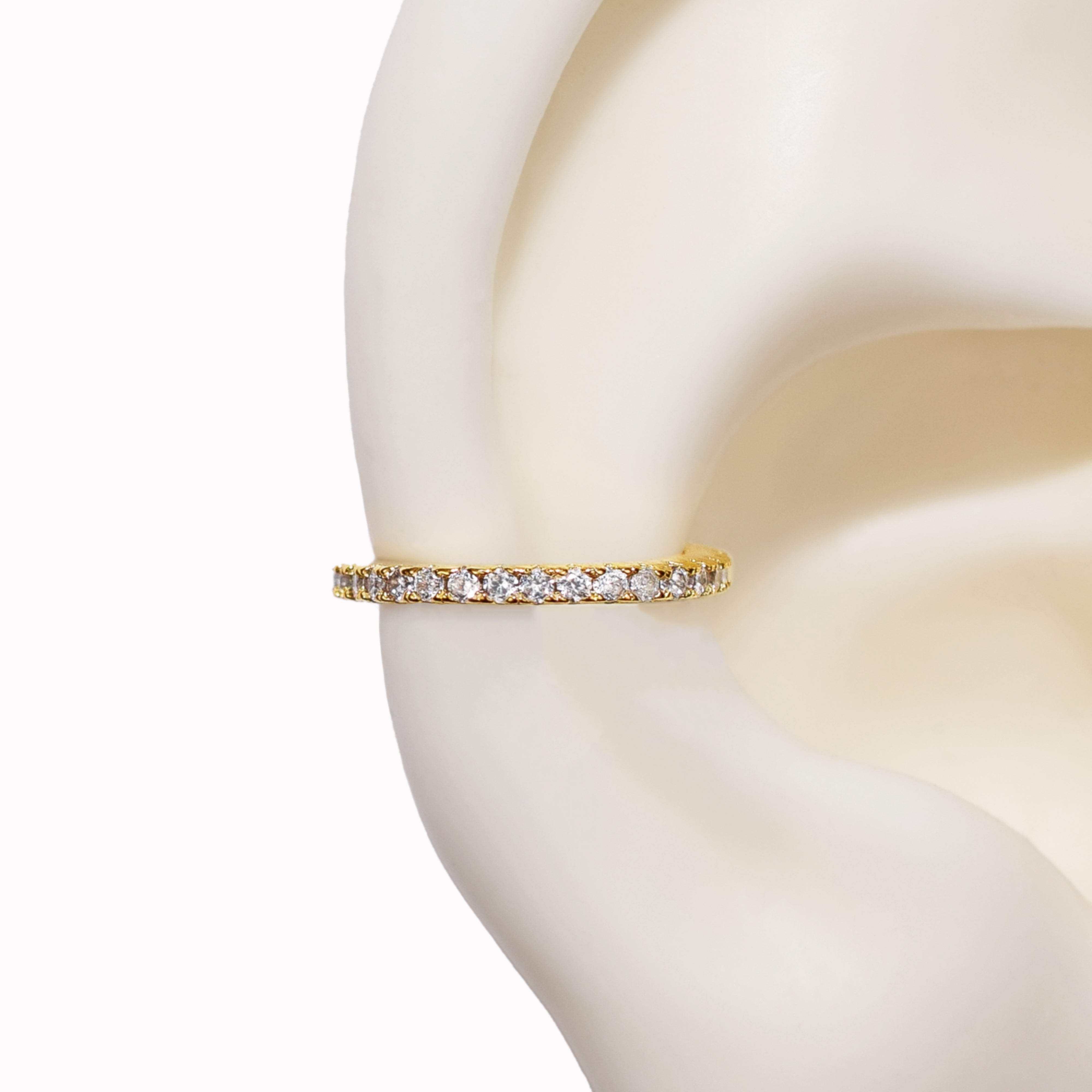 RHINESTONE EAR CUFF CLIP-ON EARRINGS IN GOLD – atrenda