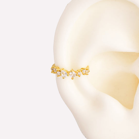 ASYMMETRIC RHINESTONE EAR CUFF CLIP-ON EARRINGS IN GOLD – atrenda
